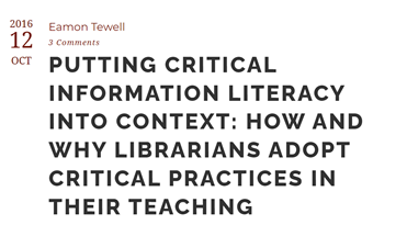 Course: Critical Information Literacy